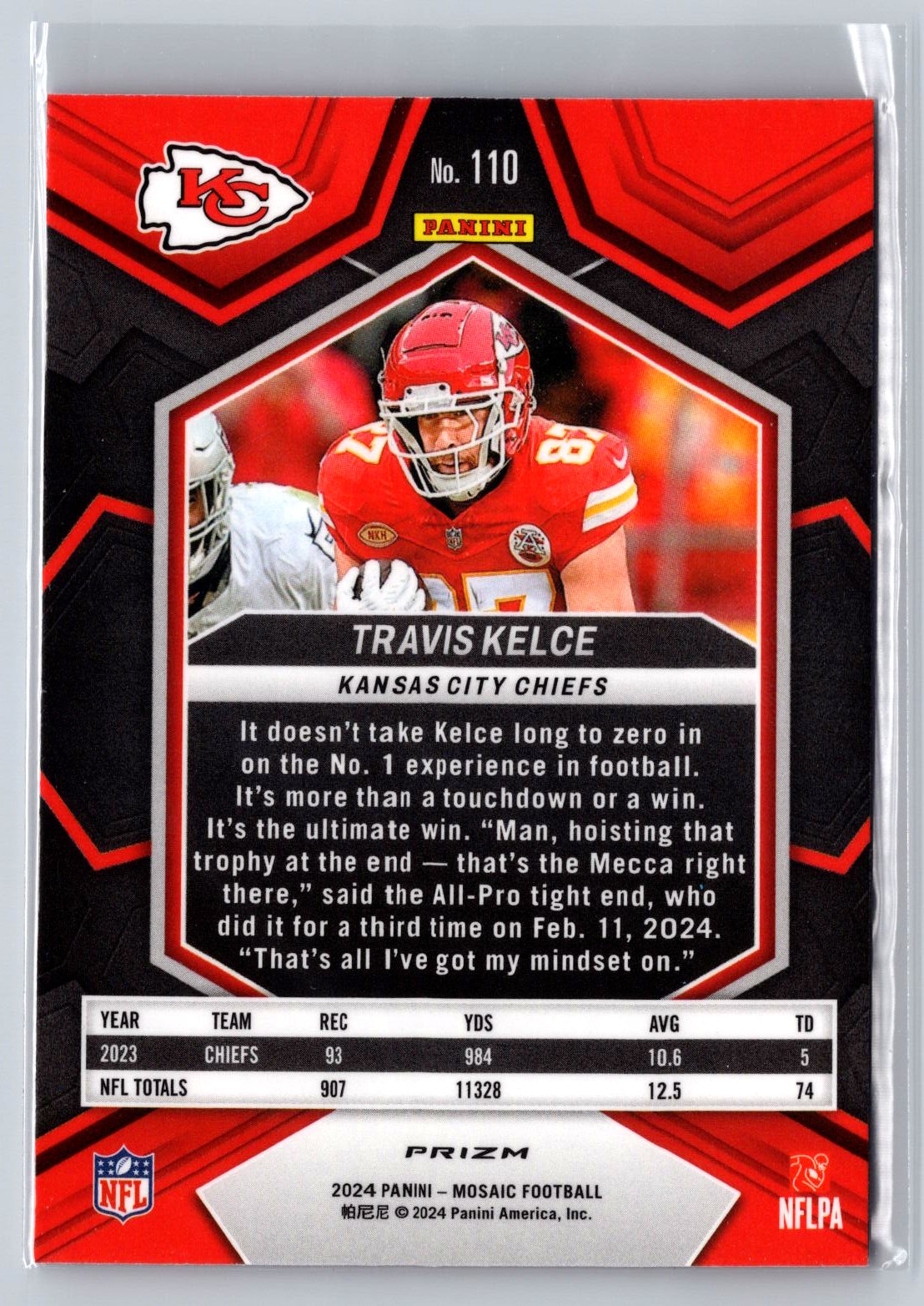 2024 Panini Mosaic #110 Travis Kelce – Misters Sports Cards